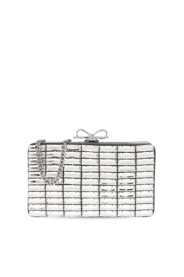 SELF-PORTRAIT Clutch Bag With Crystal Embellishments - Grey