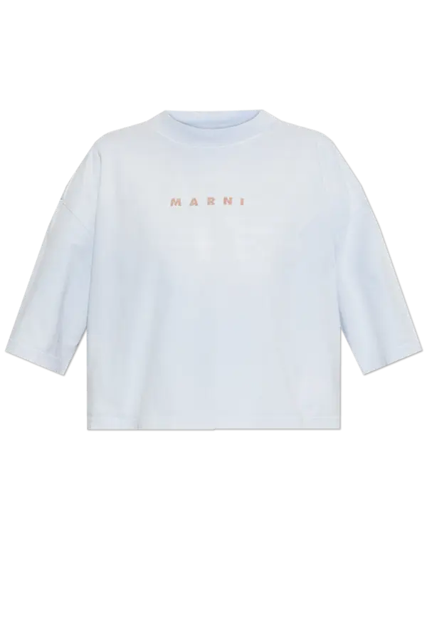 Marni T-shirt With Printed Logo - Light Blue