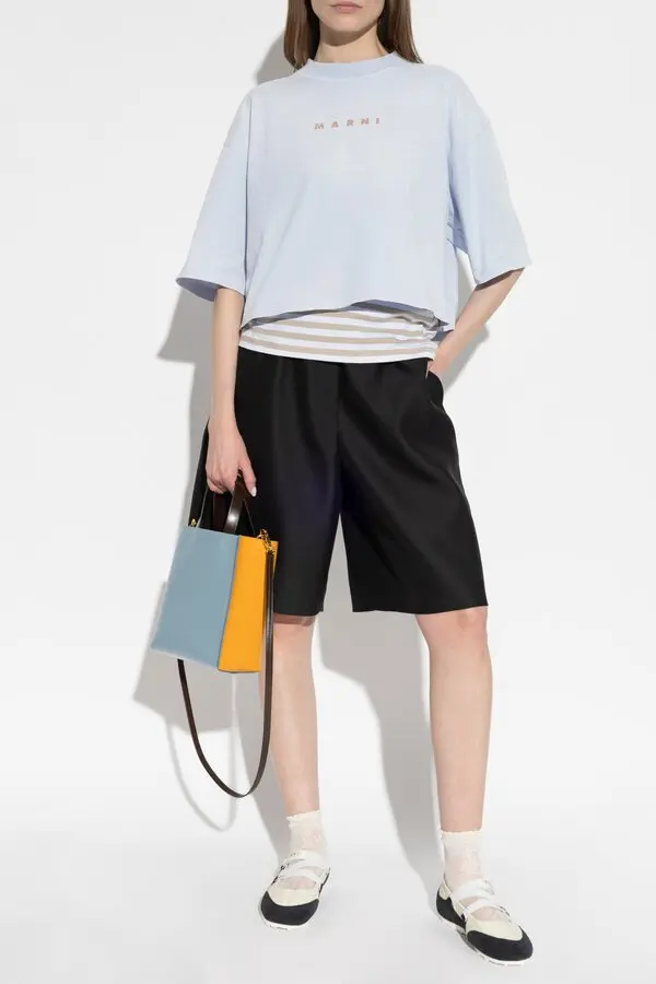 Marni T-shirt With Printed Logo - Light Blue