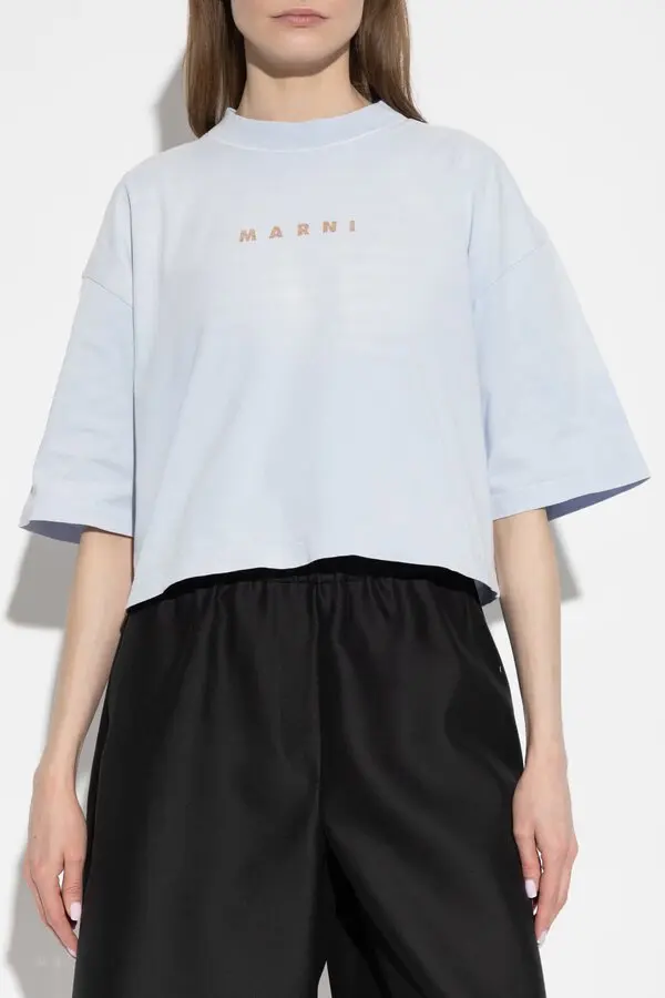 Marni T-shirt With Printed Logo - Light Blue