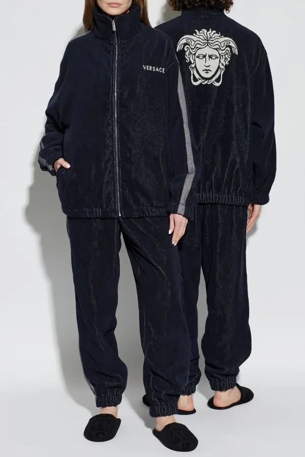Versace Cotton Terry Sweatshirt - Navy Blue