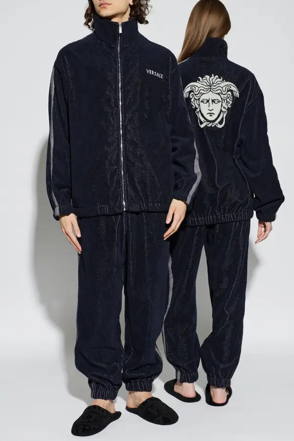 Versace Cotton Terry Sweatshirt - Navy Blue