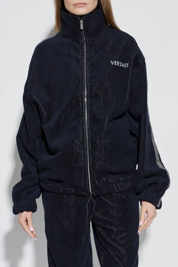 Versace Cotton Terry Sweatshirt - Navy Blue