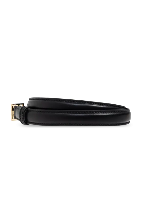 ANINE BING Leather Belt With Monogram Buckle - Black