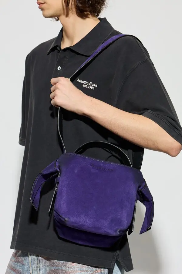 Acne Studios Suede Handbag With Logo - Purple