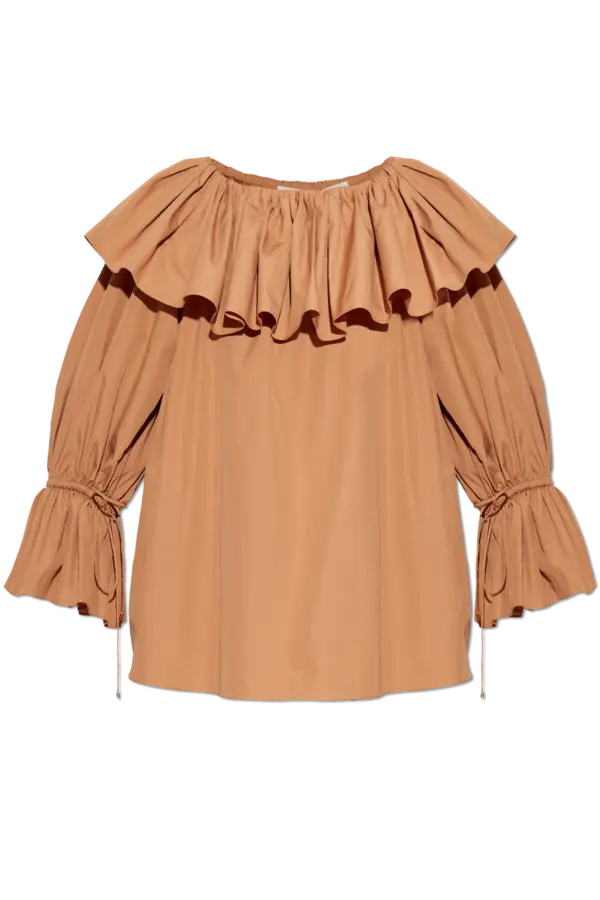 Chloé Loose-fit Top With Ruffle - Brown