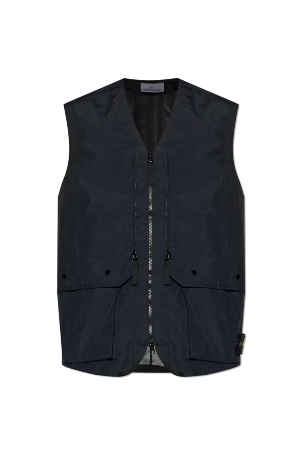 Stone Island Vest With Logo Patch - Navy Blue