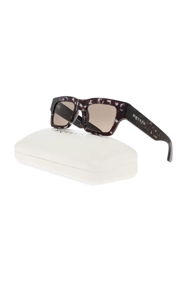 Alexander McQueen Rectangle Frame Sunglasses - Brown
