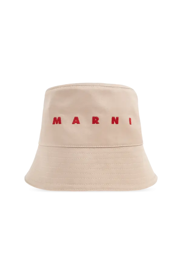 Marni Hat With Embroidered Logo - Beige