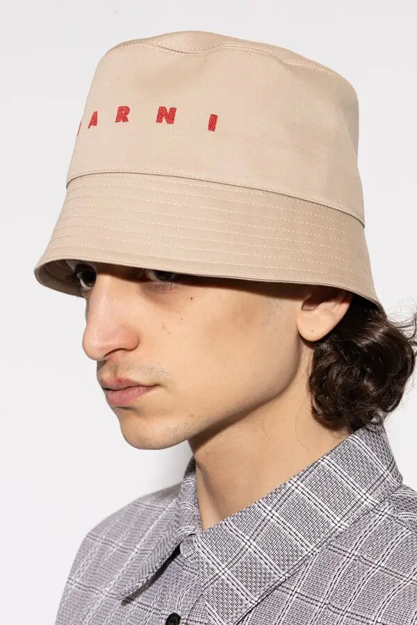 Marni Hat With Embroidered Logo - Beige