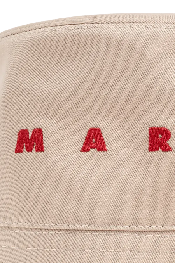 Marni Hat With Embroidered Logo - Beige