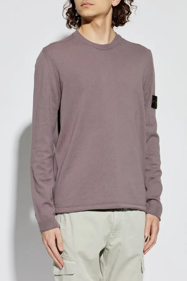 Stone Island Crew Neck Fine Knit Sweater - Purple