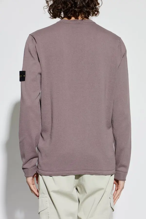 Stone Island Crew Neck Fine Knit Sweater - Purple