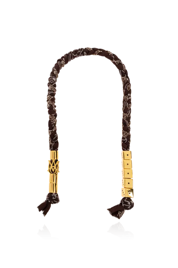 Amiri Patterned Keychain With Metal Detail - Brown