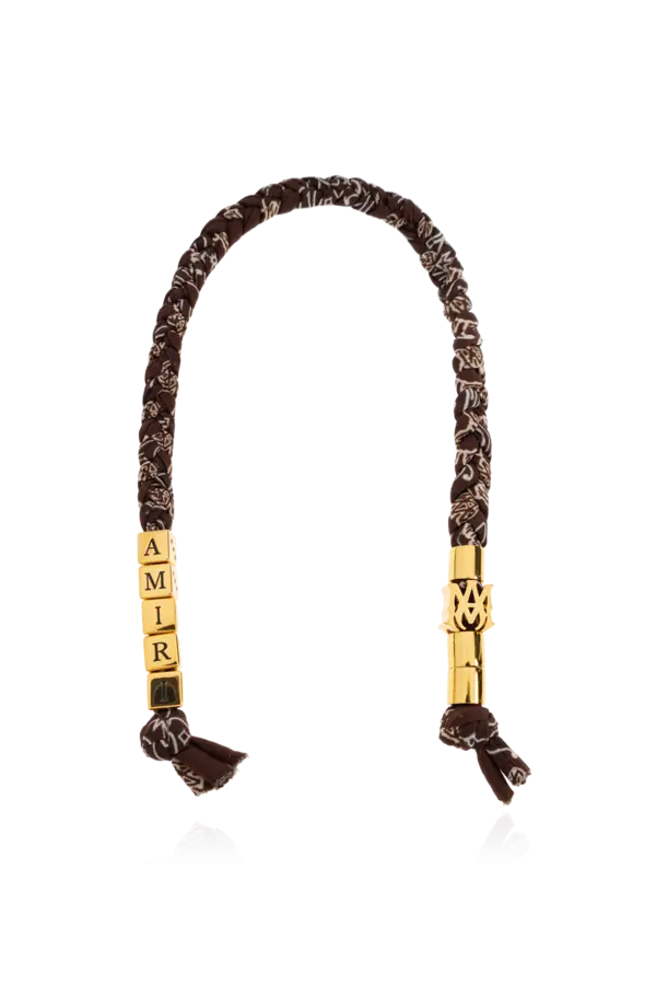 Amiri Patterned Keychain With Metal Detail - Brown