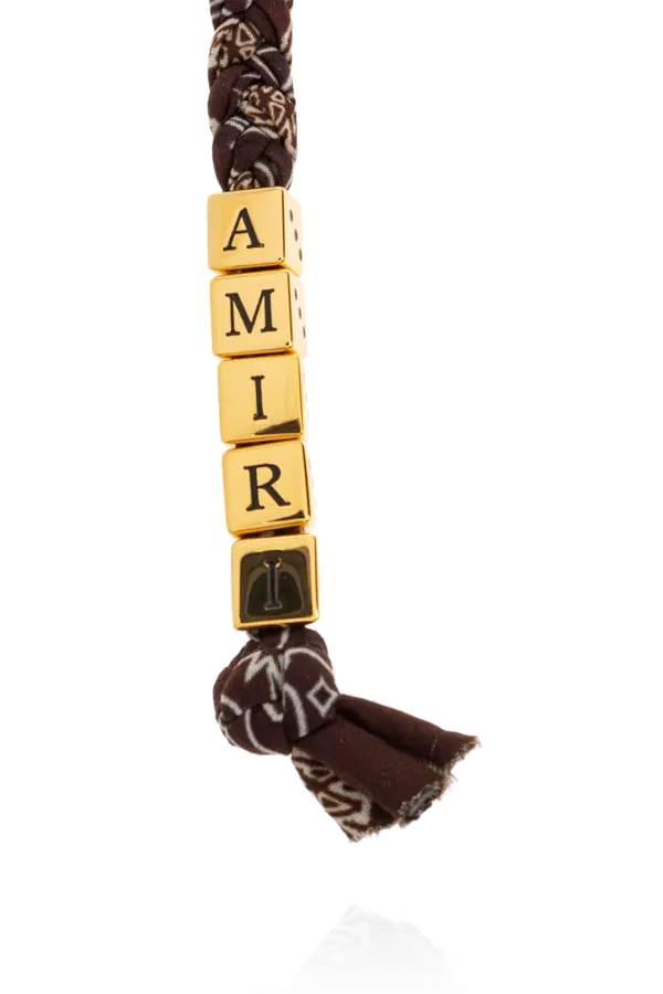 Amiri Patterned Keychain With Metal Detail - Brown