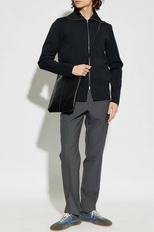 JIL SANDER Sweatshirt With Wide Turtleneck And Zip - Black