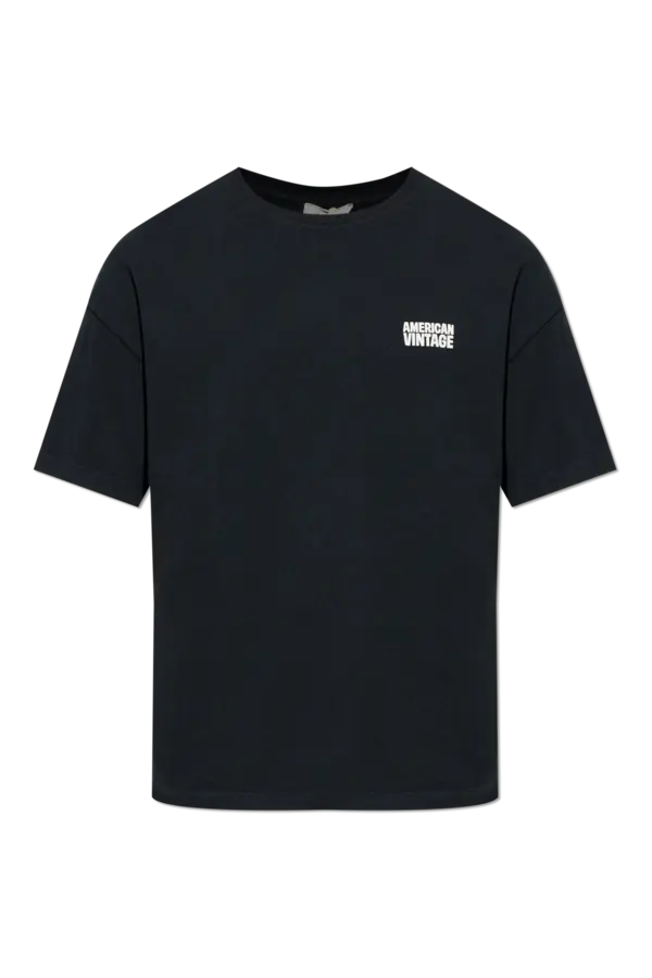 American Vintage T-shirt With Printed Logo - Black