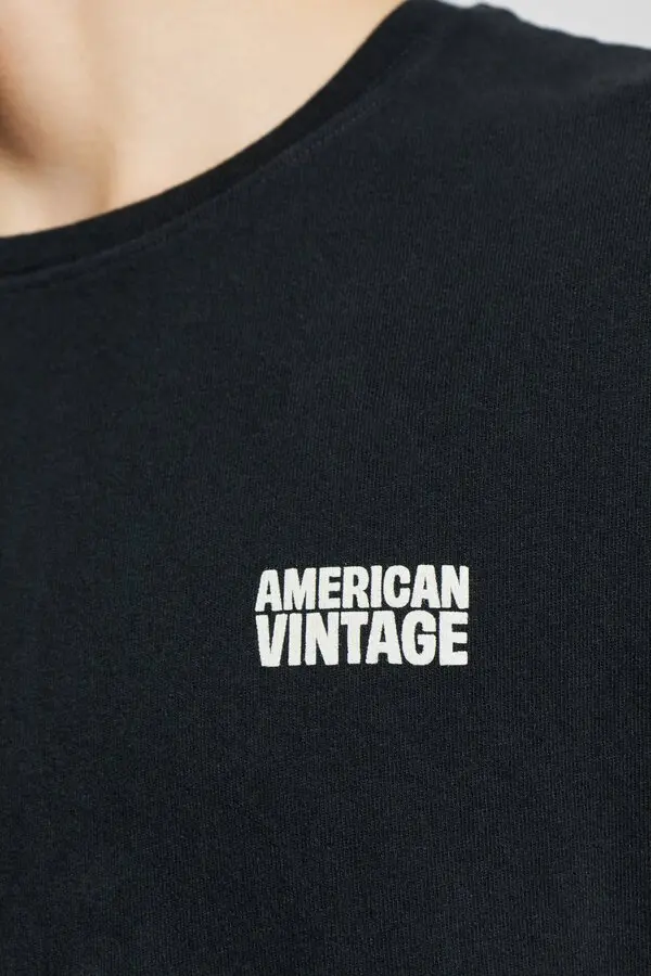 American Vintage T-shirt With Printed Logo - Black