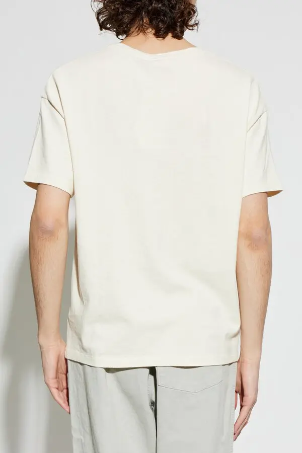 American Vintage T-shirt With Printed Logo - Cream