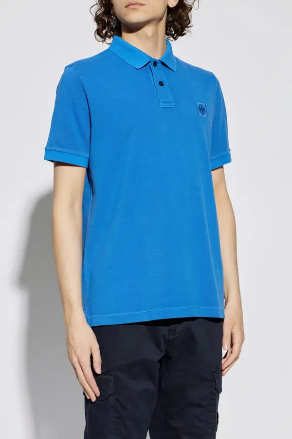 Stone Island Polo With Logo Patch - Blue