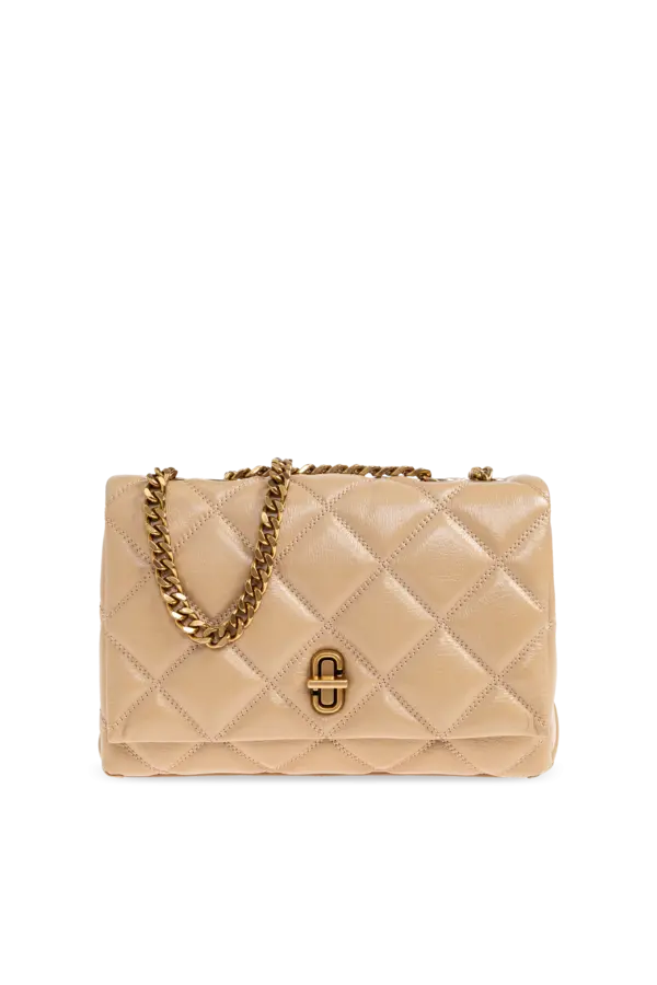 Marc Jacobs Leather Shoulder Bag With Logo - Beige