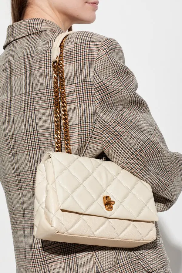 Marc Jacobs Leather Shoulder Bag With Logo - Cream
