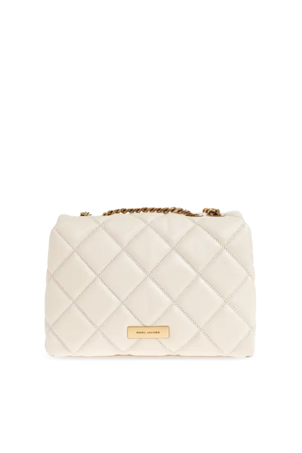 Marc Jacobs Leather Shoulder Bag With Logo - Cream
