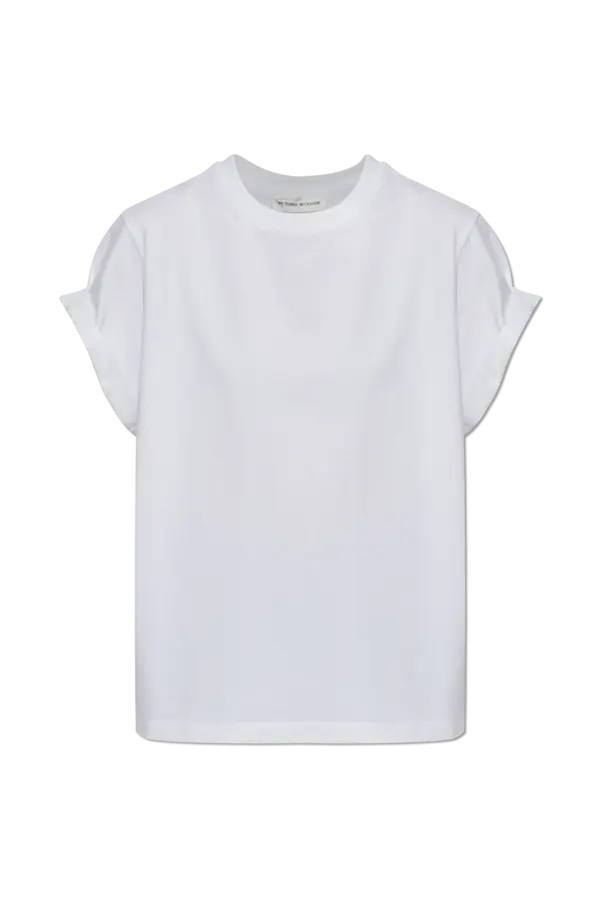 Victoria Beckham T-shirt With Rolled-up Sleeves - White