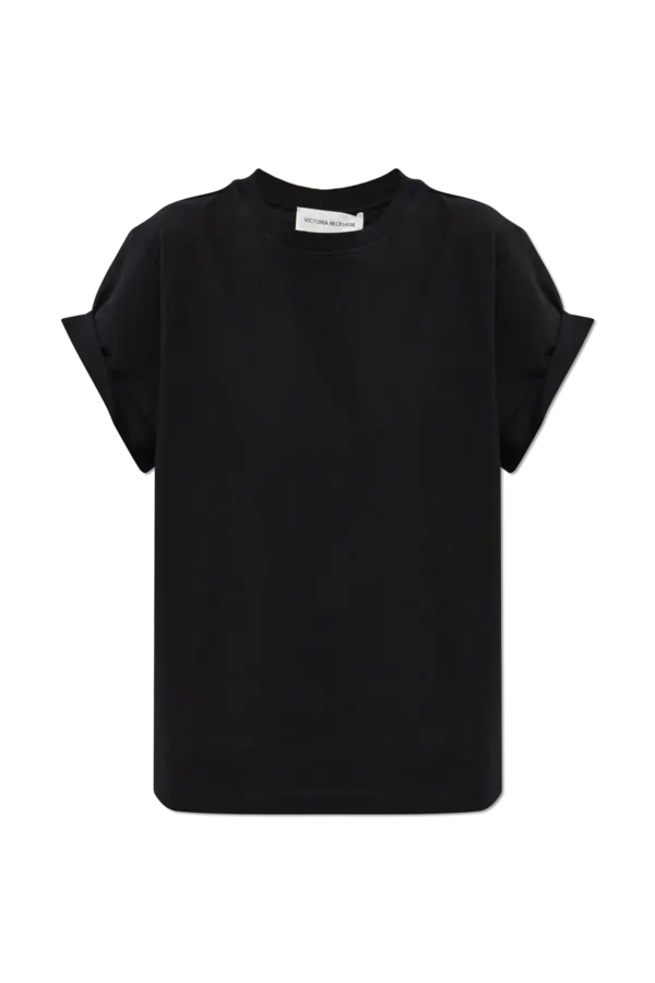 Victoria Beckham T-shirt With Rolled Sleeves - Black