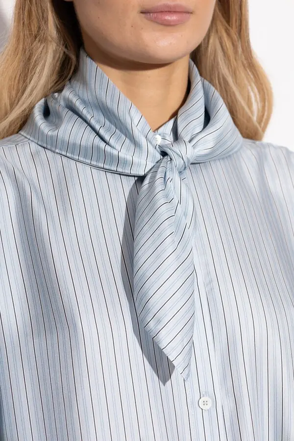 TOTEME Striped Silk Scarf - Light Blue