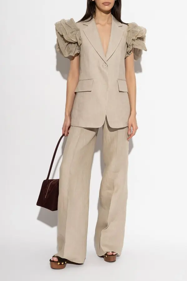 Max Mara Angus" Linen Trousers - Beige