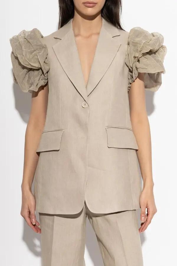 Max Mara Linen Waistcoat With Tulle Sleeves