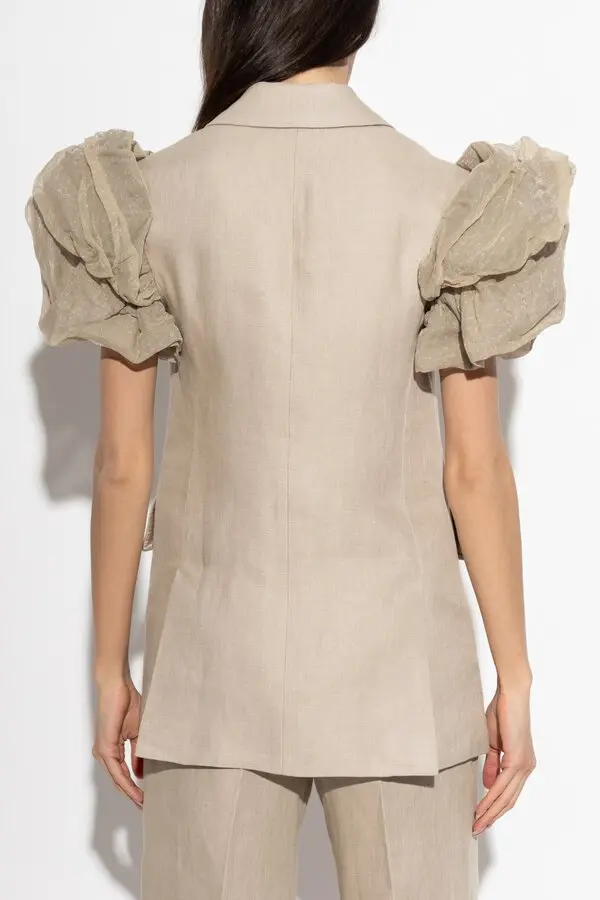 Max Mara Linen Waistcoat With Tulle Sleeves