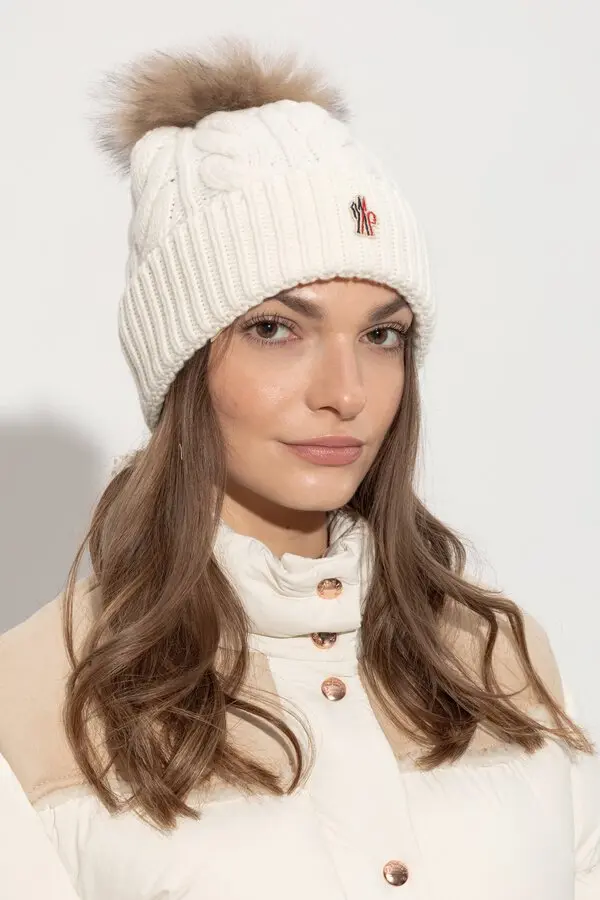 Moncler Cable Knit Beanie - Cream