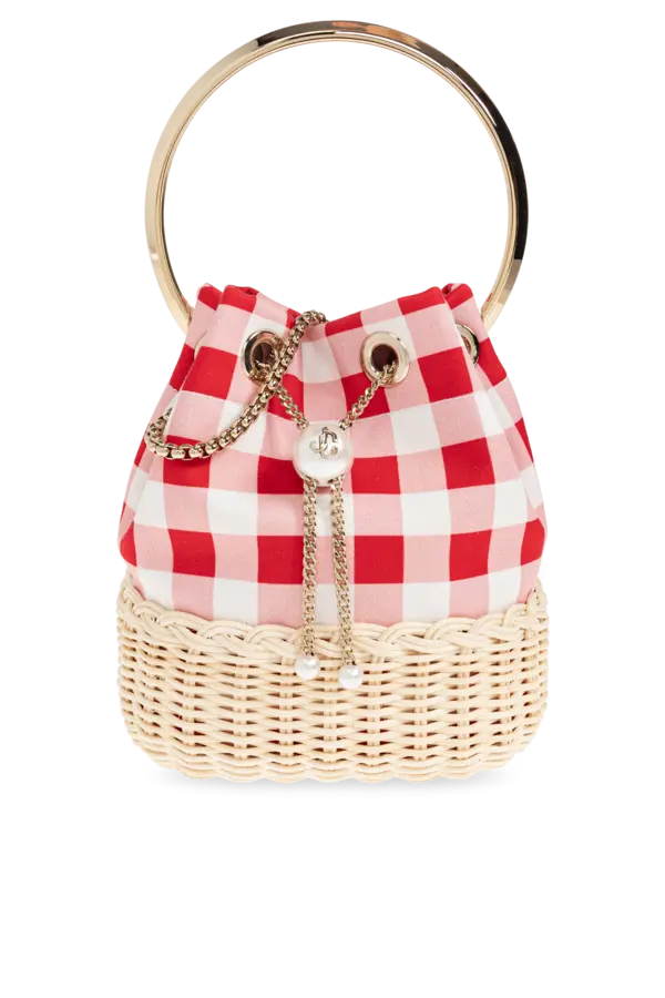 JIMMY CHOO Bon Bon” Handheld Bucket Bag - Red