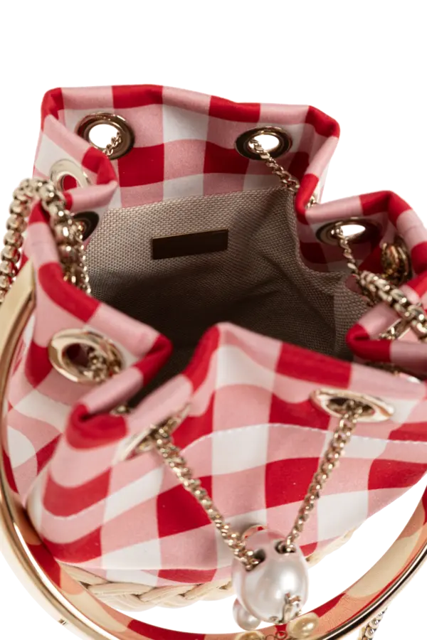 JIMMY CHOO Bon Bon” Handheld Bucket Bag - Red
