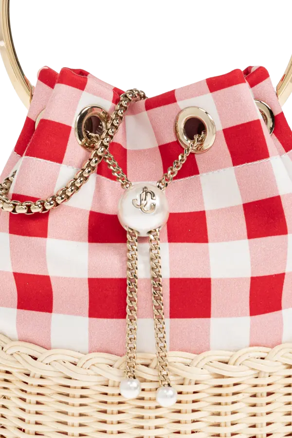 JIMMY CHOO Bon Bon” Handheld Bucket Bag - Red