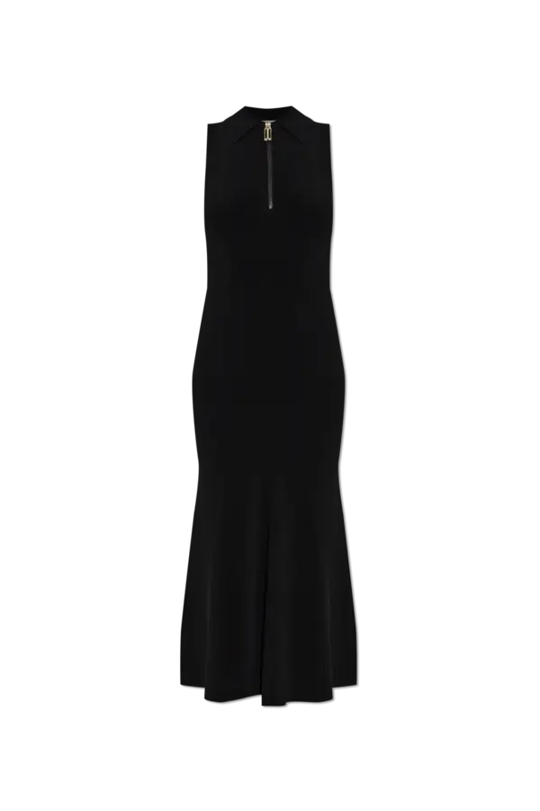 Victoria Beckham Ribbed Sleeveless Midi Dress - Black