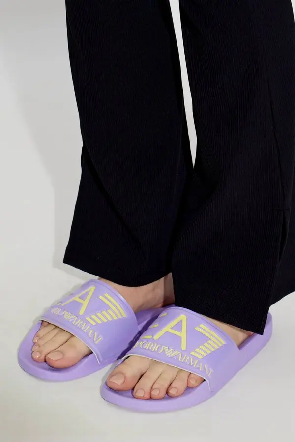 EA7 Logo Rubber Slides - Purple
