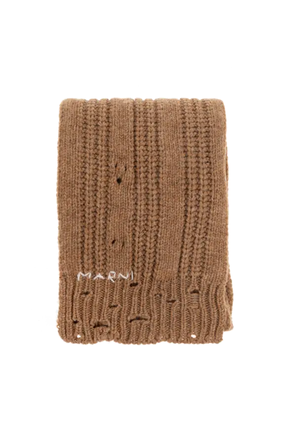 Marni Scarf With Logo - Brown