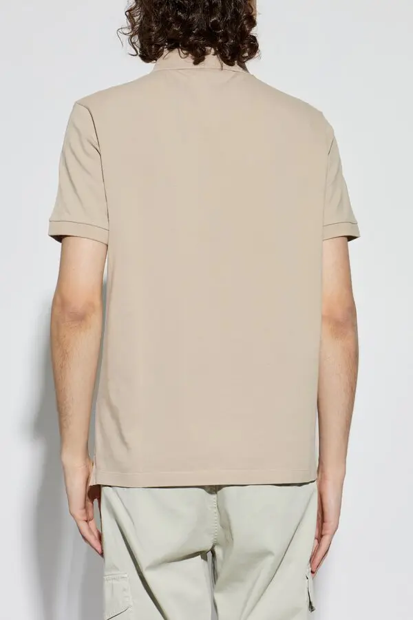 Stone Island Polo Shirt With Logo Patch - Beige
