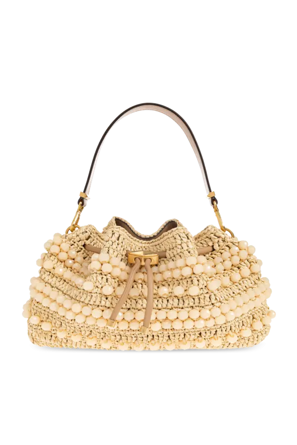 JIMMY CHOO Bon Bon Raffia Shoulder Bag - Beige