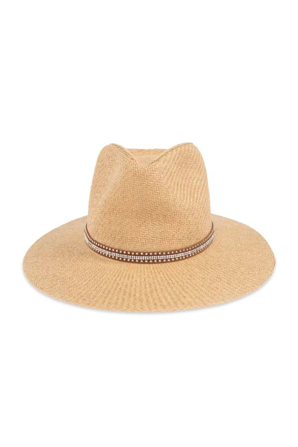 Melissa Odabash Hat With Shimmering Appliqués - Beige