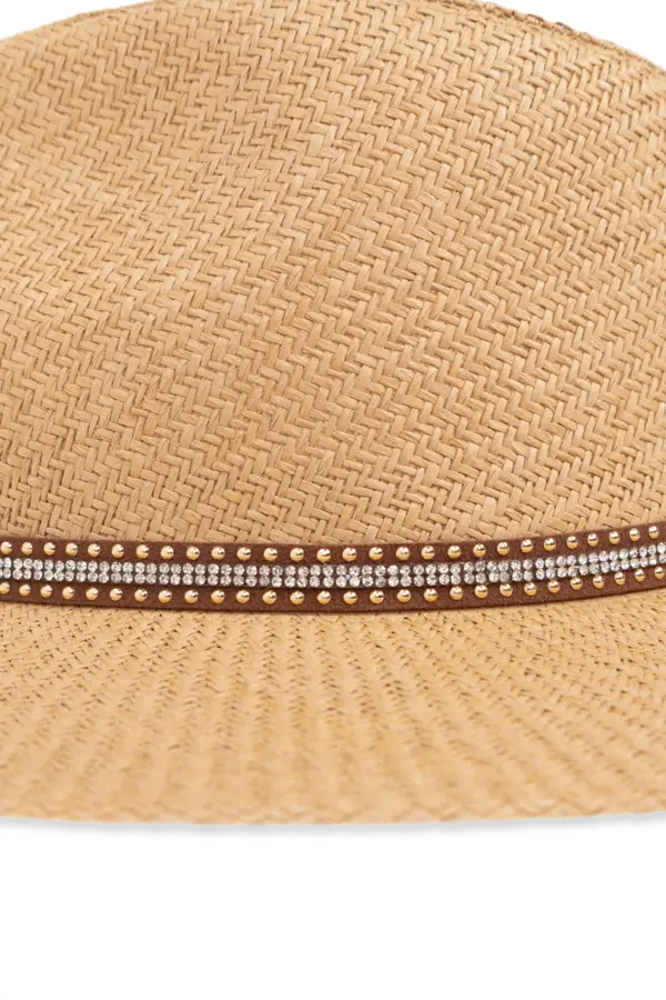 Melissa Odabash Hat With Shimmering Appliqués - Beige