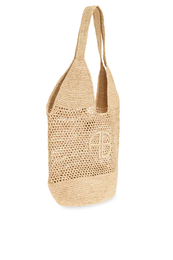 ANINE BING Leah Raffia Shoulder Bag