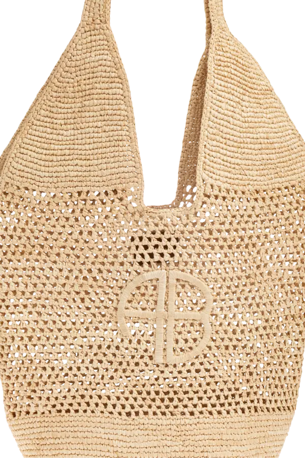 ANINE BING Leah Raffia Shoulder Bag
