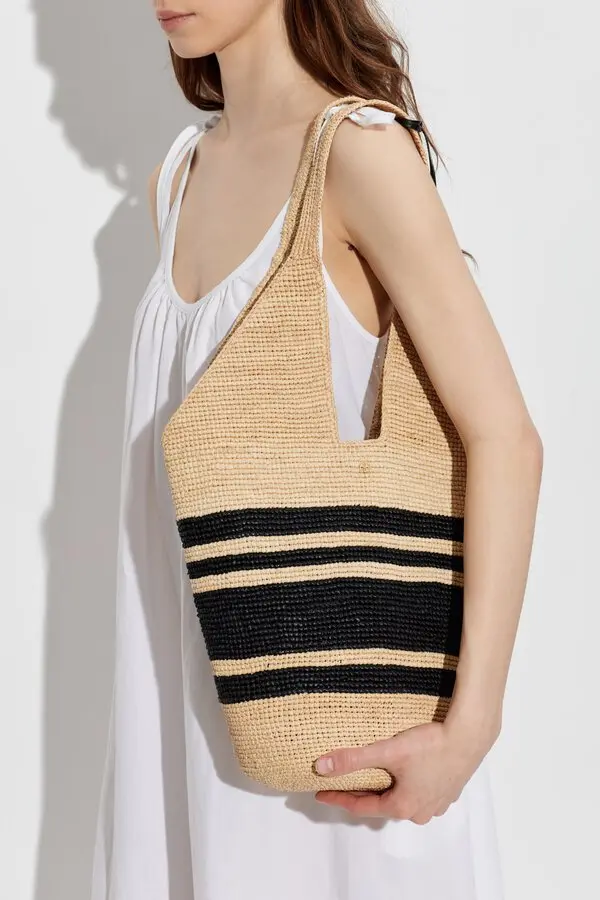 ANINE BING Leah Raffia Shoulder Bag