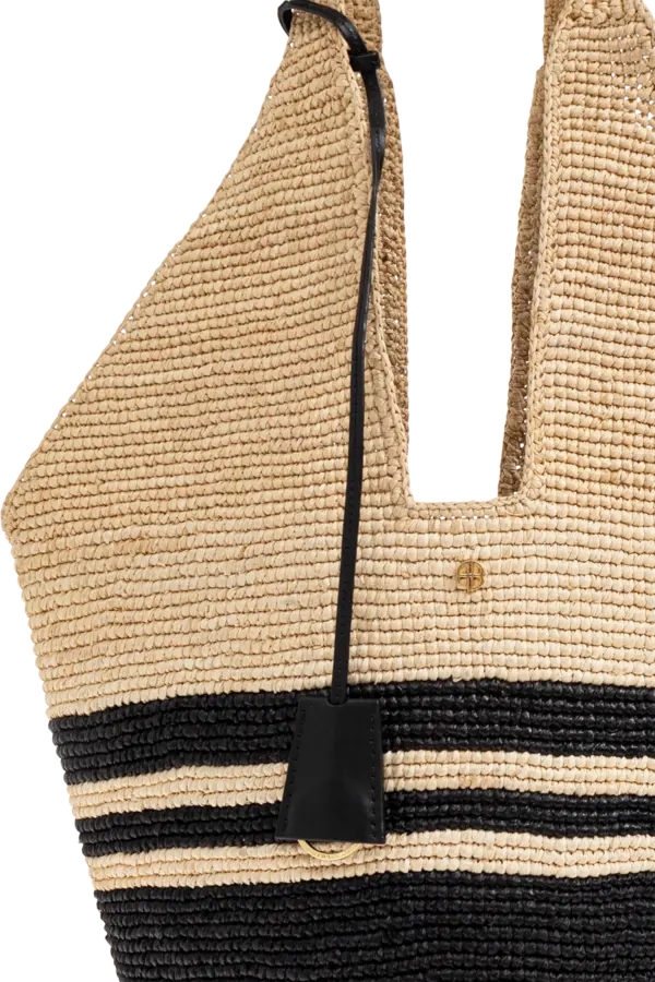 ANINE BING Leah Raffia Shoulder Bag