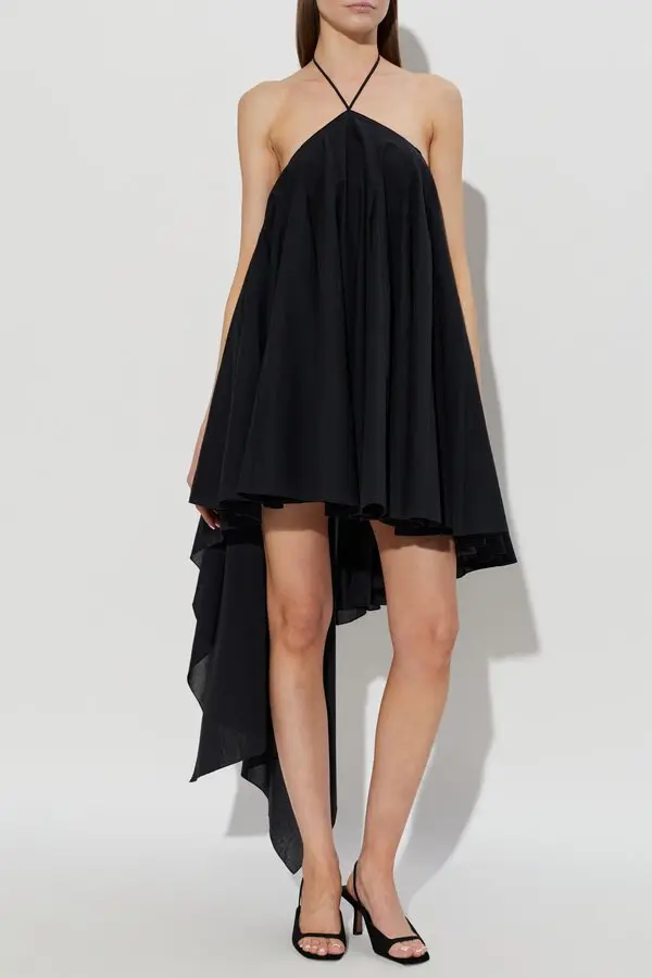 Jacquemus Pleated Asymmetrical Dress - Black